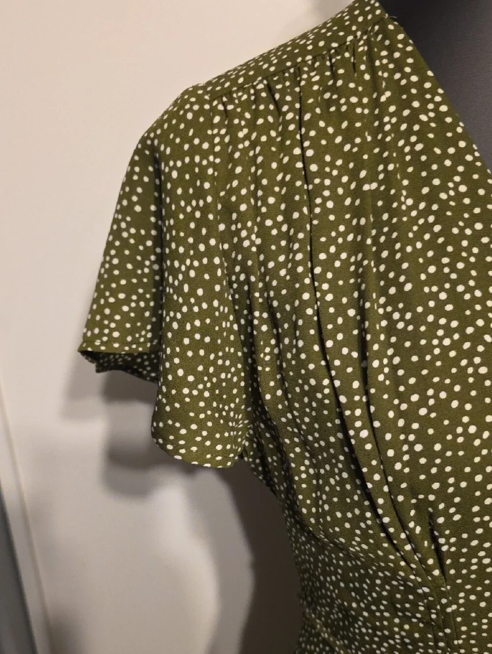 Blue Rain | Dresses | Blue Rain Olive Green Polka Dot Wrap Maxi Dress ...
